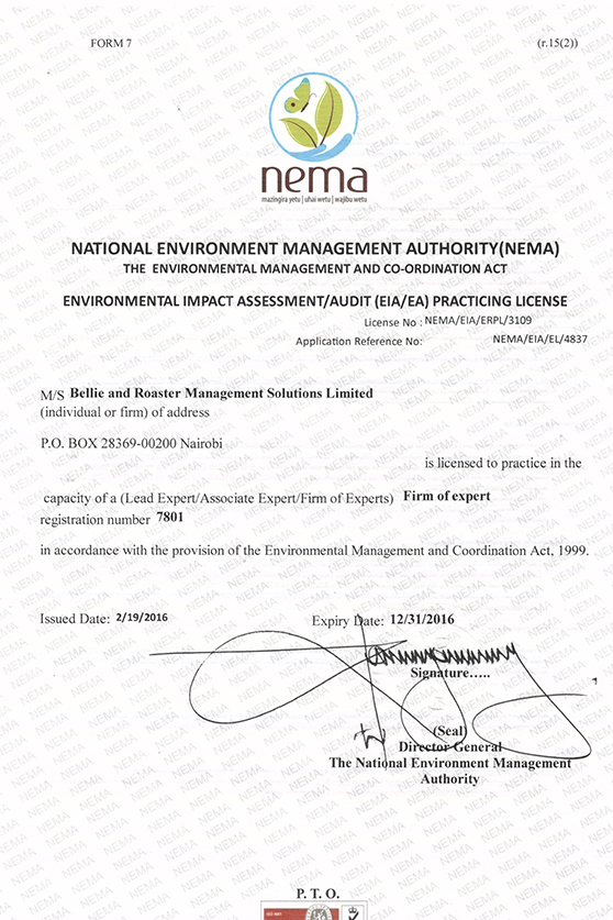 Certificates & Licenses – Bellie & Roaster